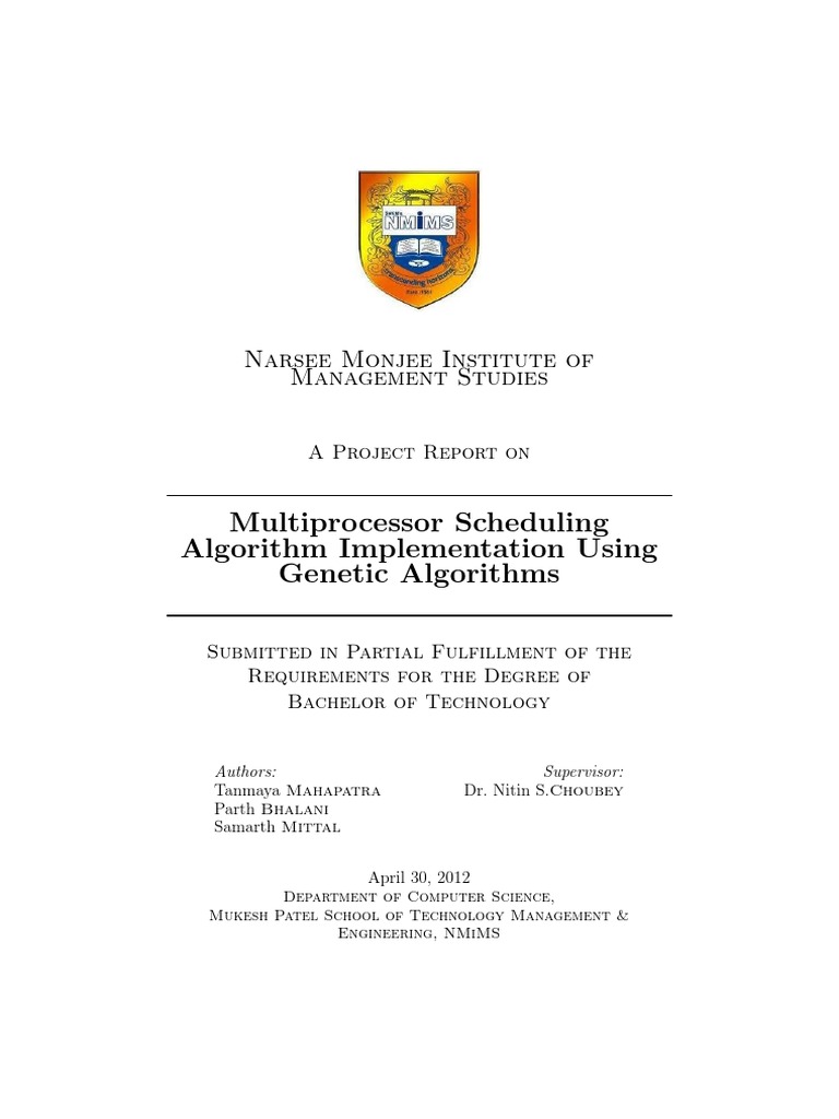 Report Multiprocessor Scheduling Algorithm Implementation Using Genetic Algorithms Pdf 5065