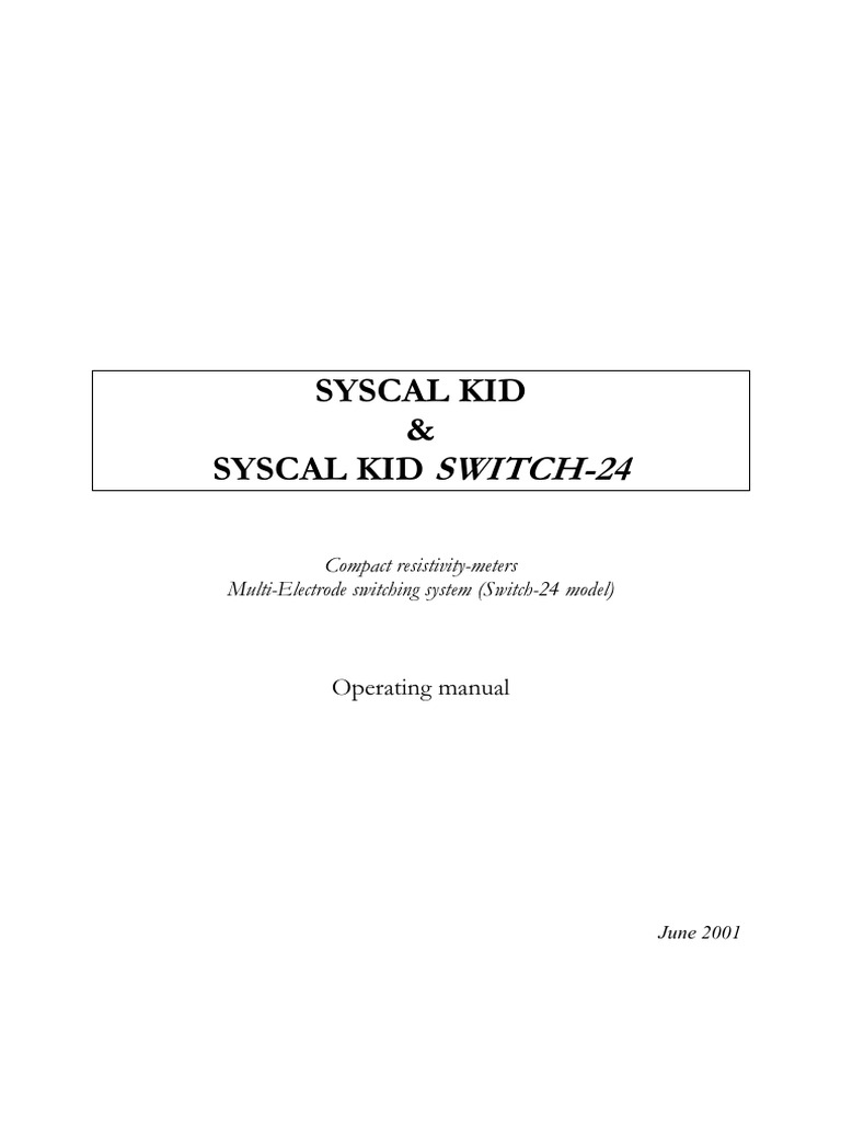 Syscal Kid Manual | PDF | Battery (Electricity) | Electrical Connector