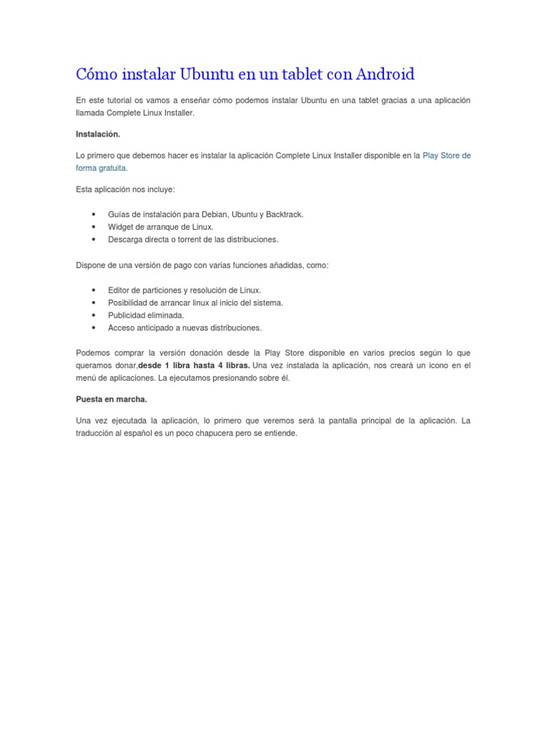 Cómo Instalar Ubuntu en Un Tablet Con Android | Descargar gratis PDF ...