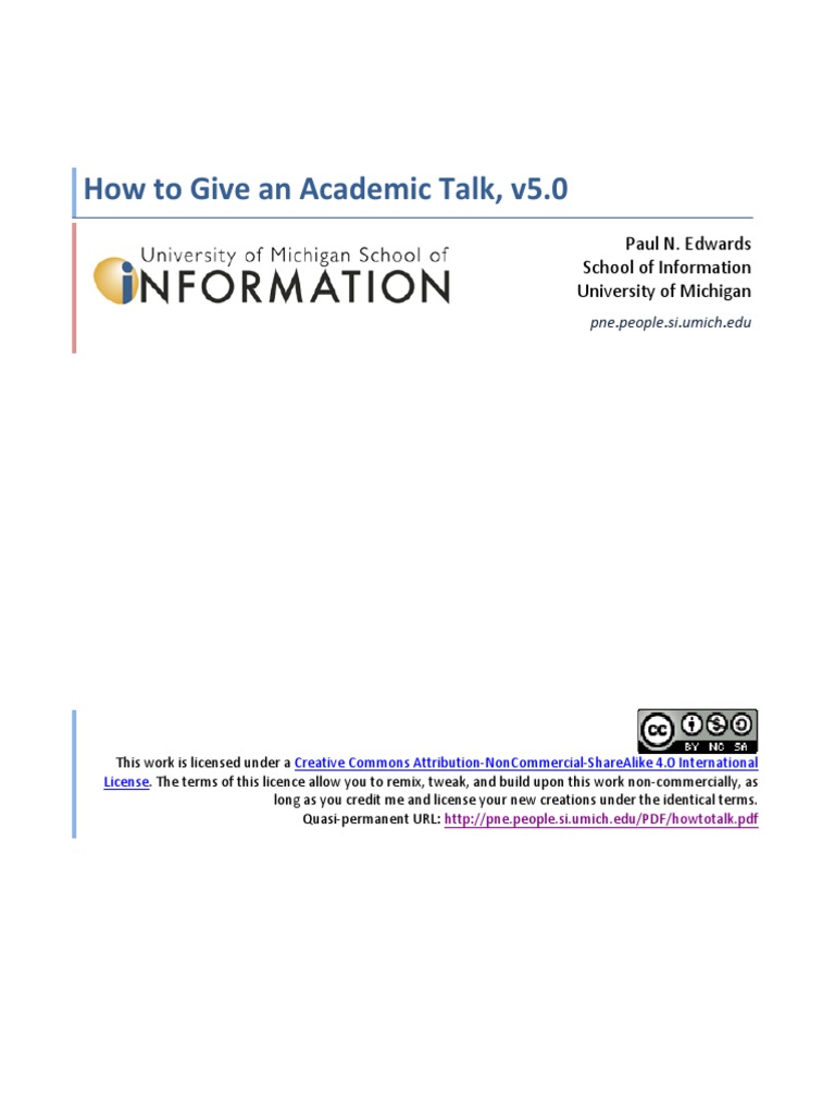 How To Give An Academic Talk, v5.0 | PDF
