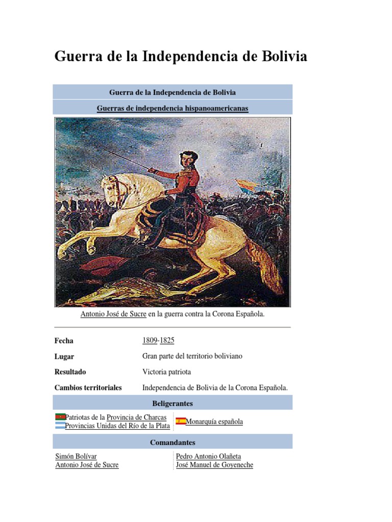 Guerra de La Independencia de Bolivia | PDF