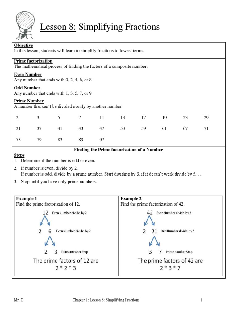 Lesson 8 Simplifying Fractions | PDF