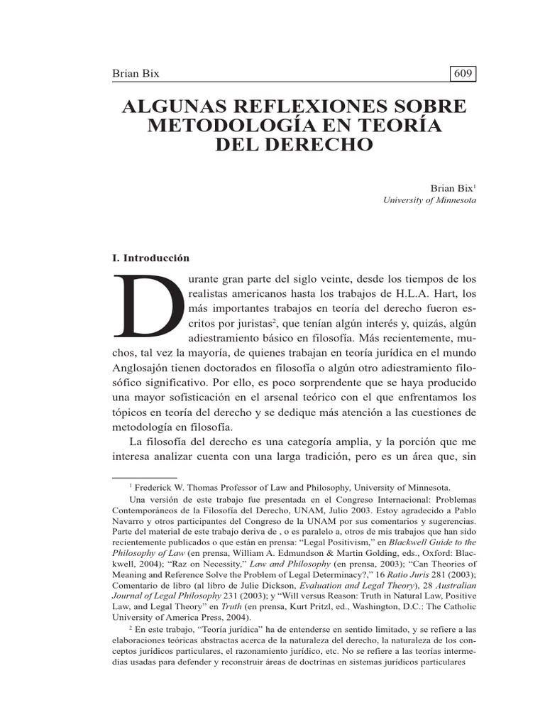 Algunas Reflexiones Sobre Metodología en La Teoría Del Derecho Por ...