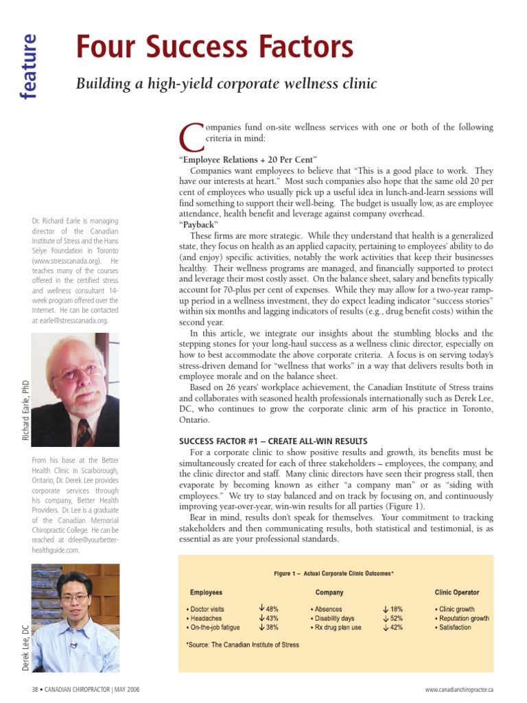 Four Success Factors: Building A High-Yield Corporate Wellness Clinic ...