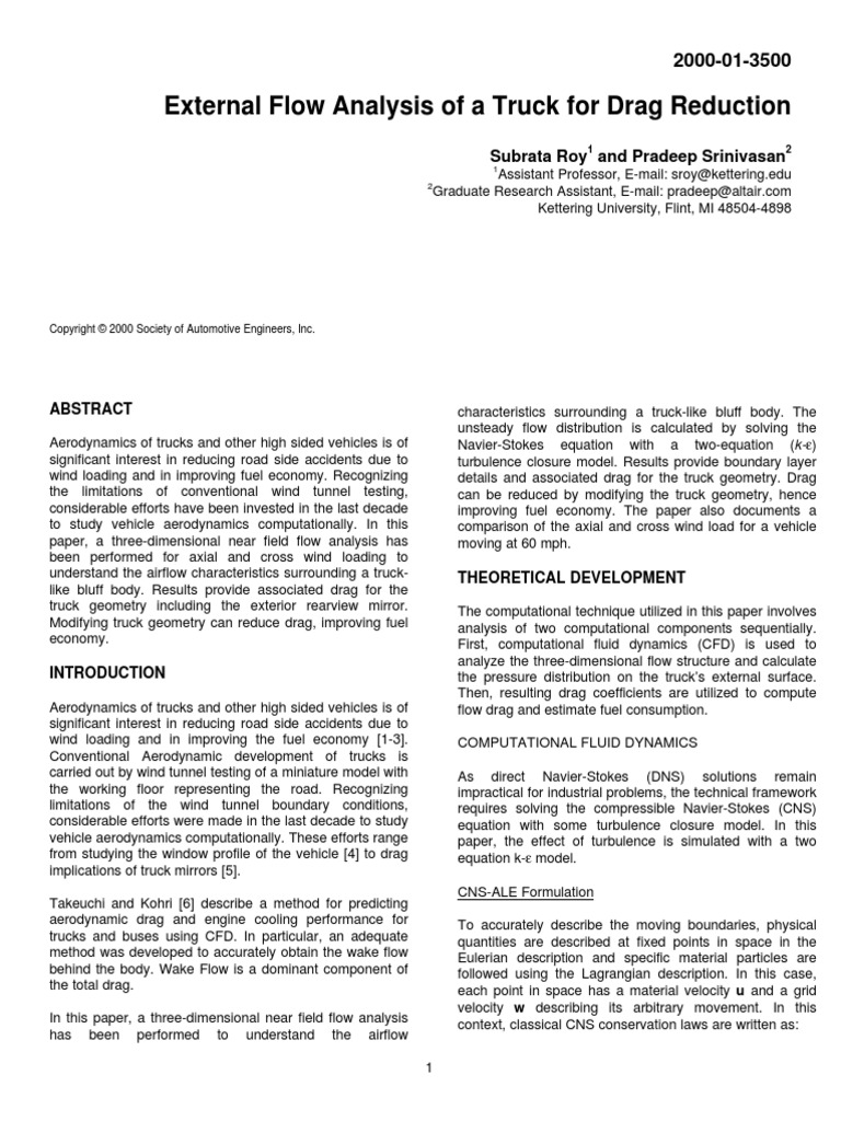 External Flow Analysis of A Truck For Drag Reduction | PDF | Continuum ...
