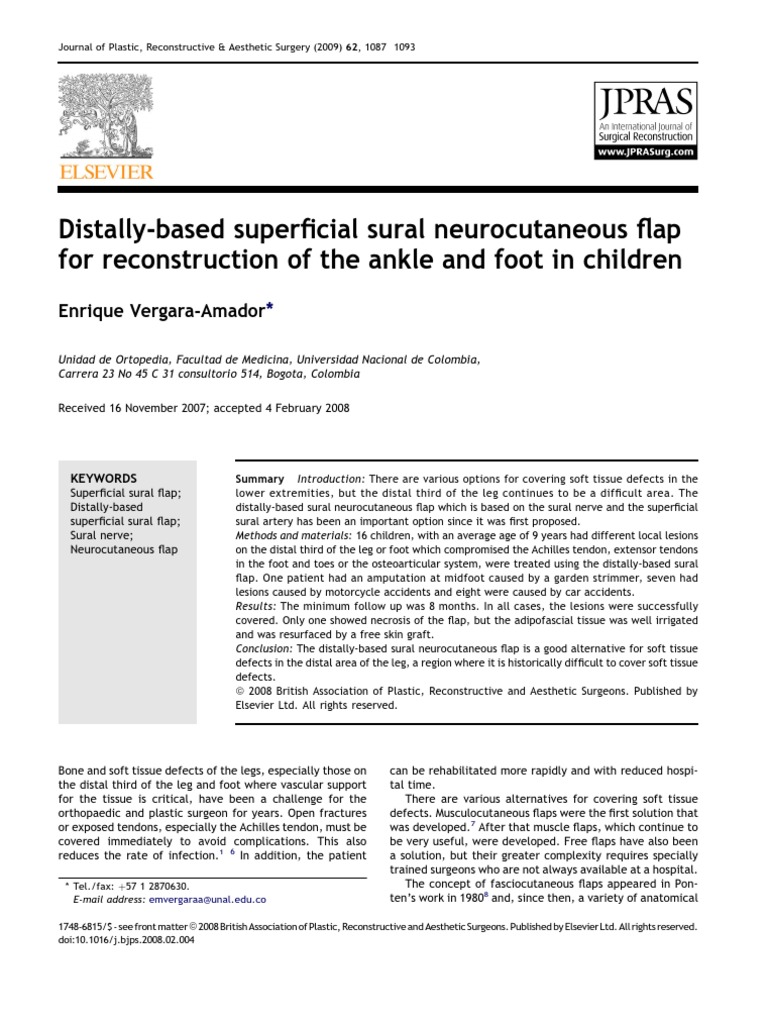 Sural Neurocutaneous Flap in Pediatric Foot Reconstruction | PDF ...