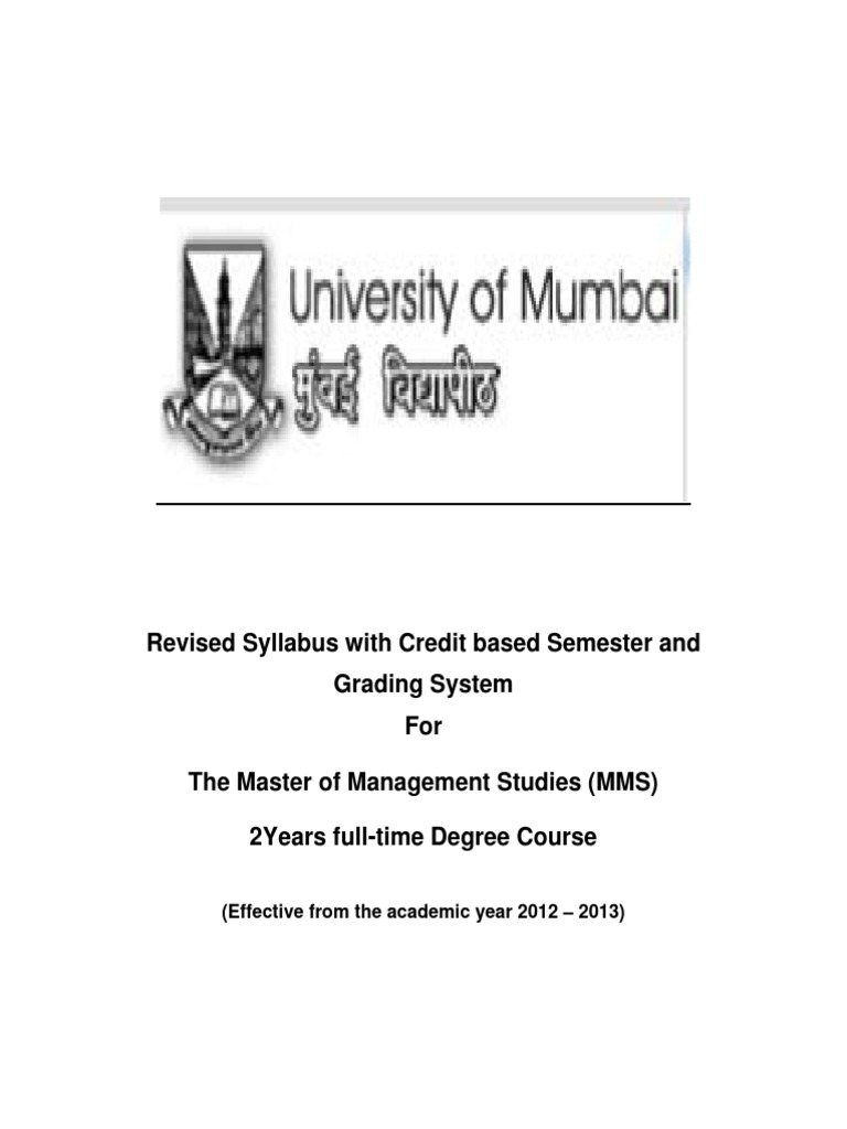 MMS Syllabus University of Mumbai | PDF | Statistics | Profit (Economics)