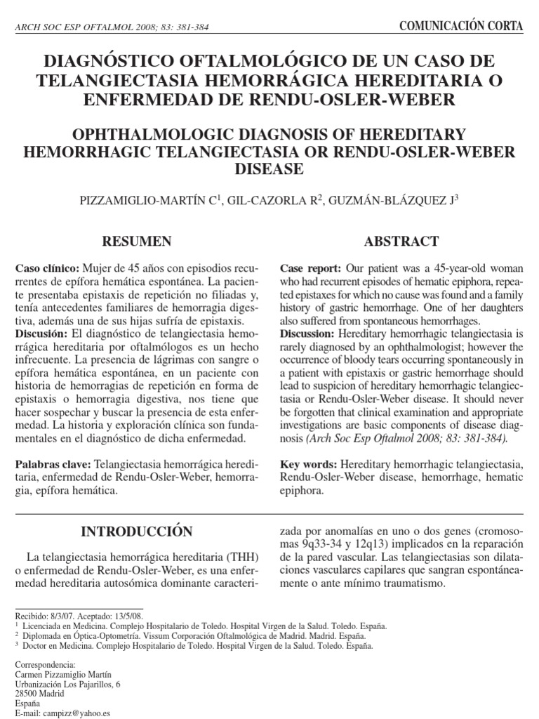 Rendu Osler Weber Syndrome