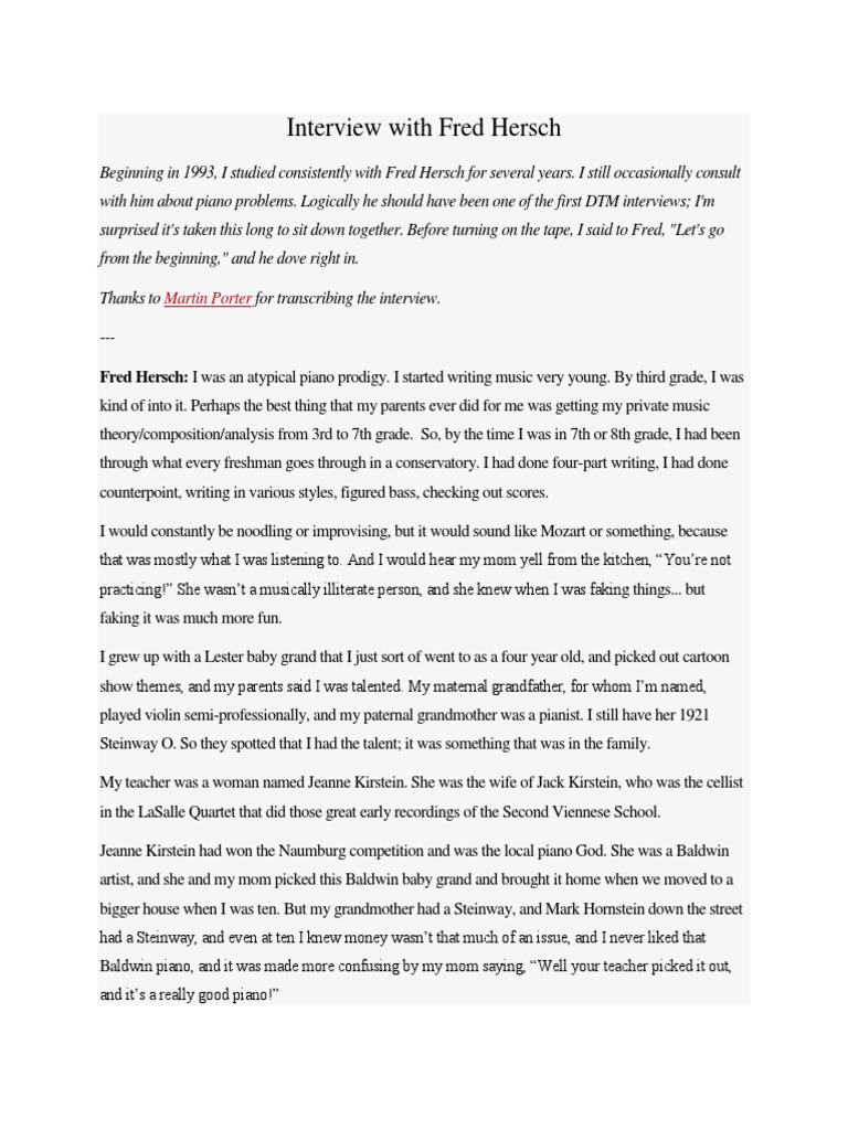 Interview With Fred Hersch | PDF | Jazz | Musical Compositions