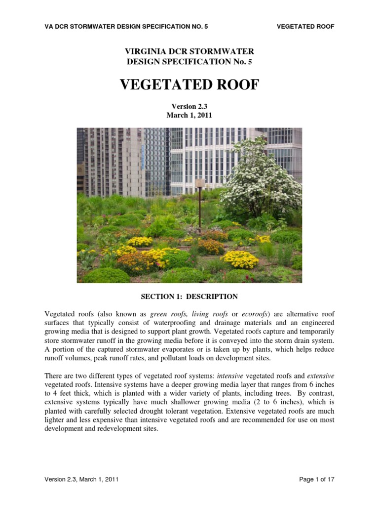 DCR BMP Spec No 5 Vegetated Roof Final Draft v2!3!03012011 | PDF | Roof ...