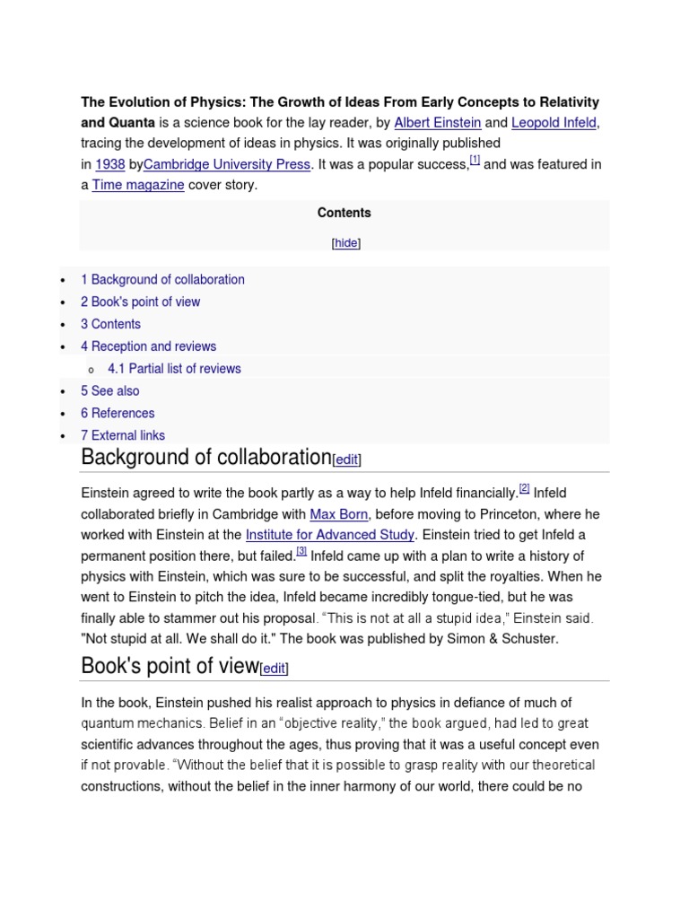 The Evolution of Physics: Tracing the Development of Ideas from Early ...