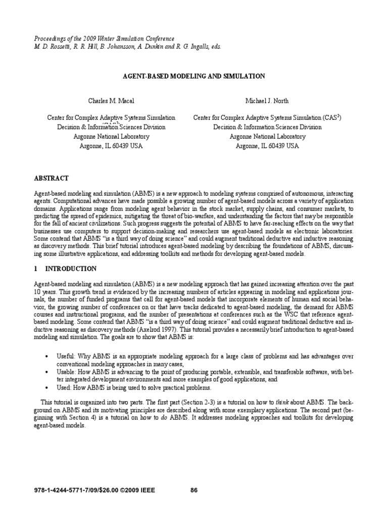 Agent-Based Modeling and Simulation | Download Free PDF | Agent Based Model | Computer Simulation