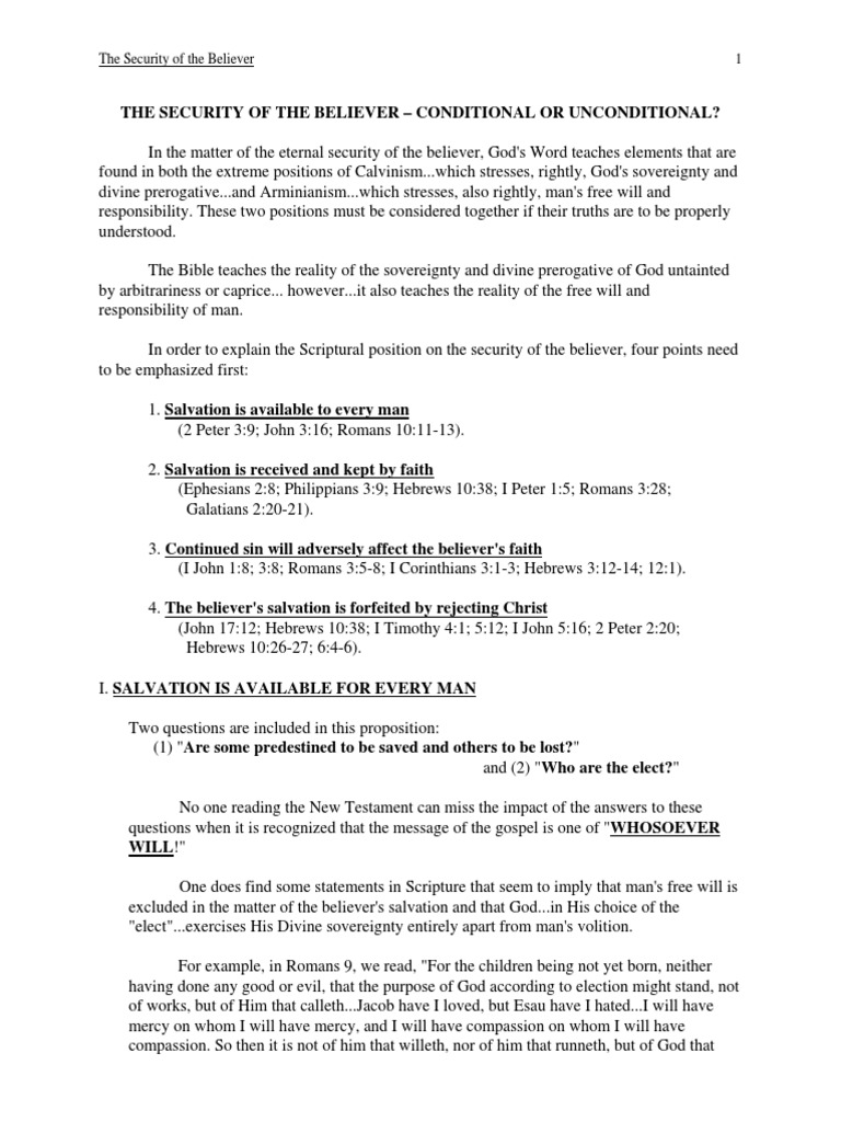 Understanding Believer's Security | PDF | Perseverance Of The Saints ...