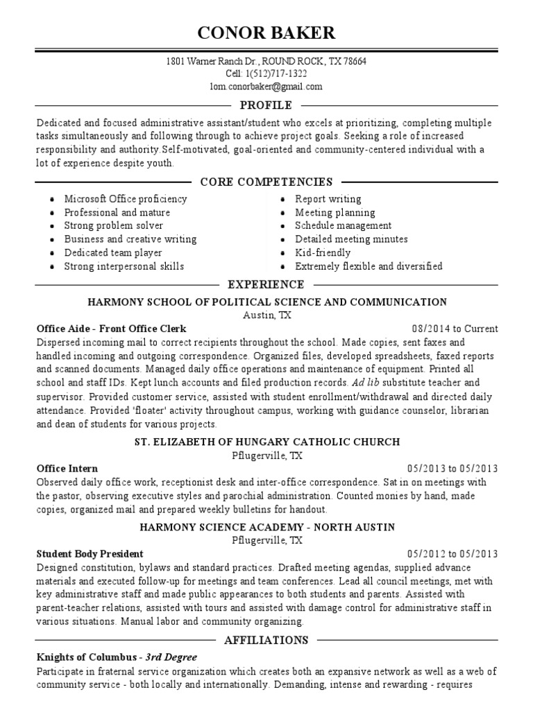 Conor Baker Resume 1 | PDF