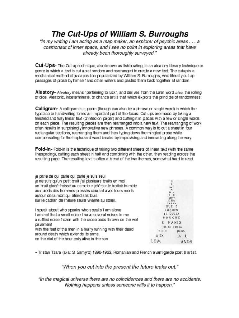 William S. Burroughs' Cut-Up Technique | PDF | Poetry | Entertainment ...