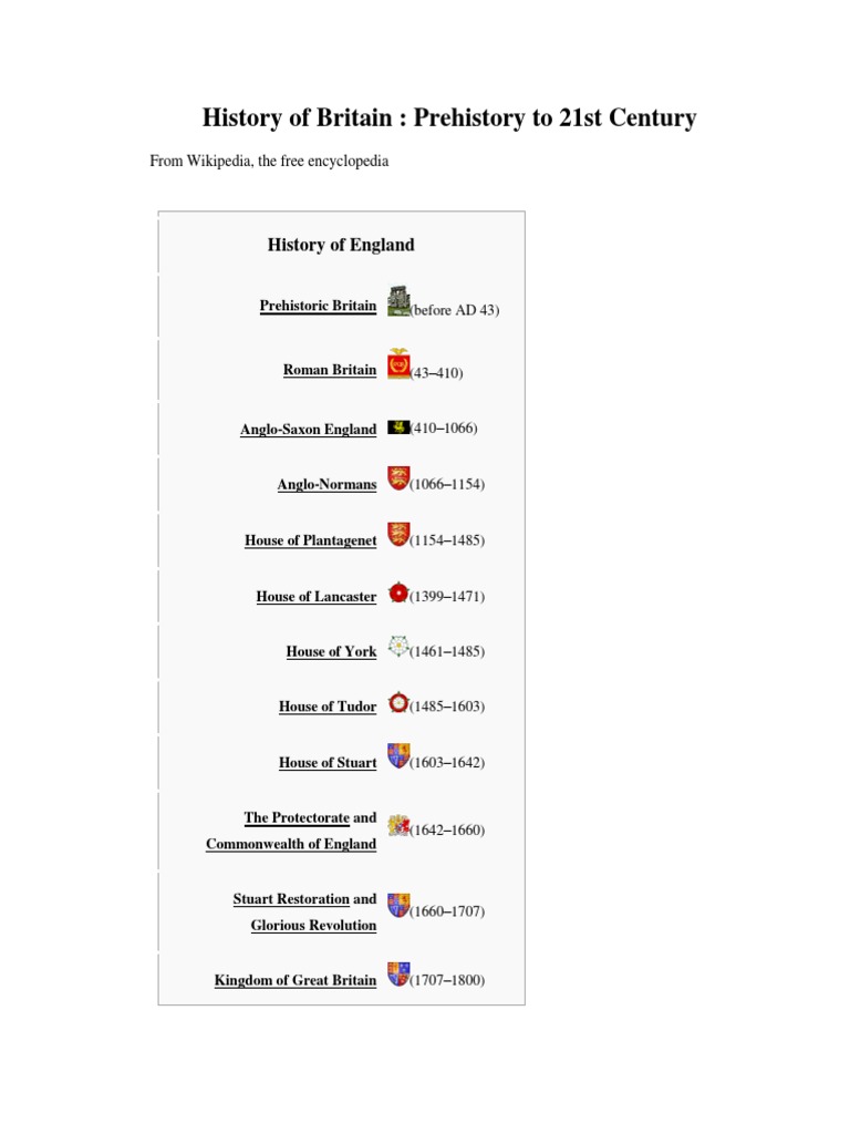 History of Britain Prehistory To 21st Century | PDF | Elizabeth I Of ...