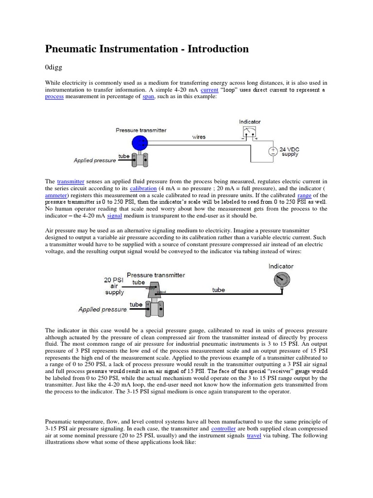 Pneumatic Instrumentation | PDF | Instrumentation | Pneumatics