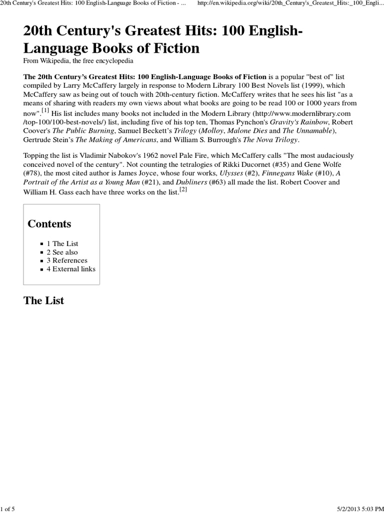 20th Century's Greatest Hits 100 English-Language Books of Fict | PDF ...