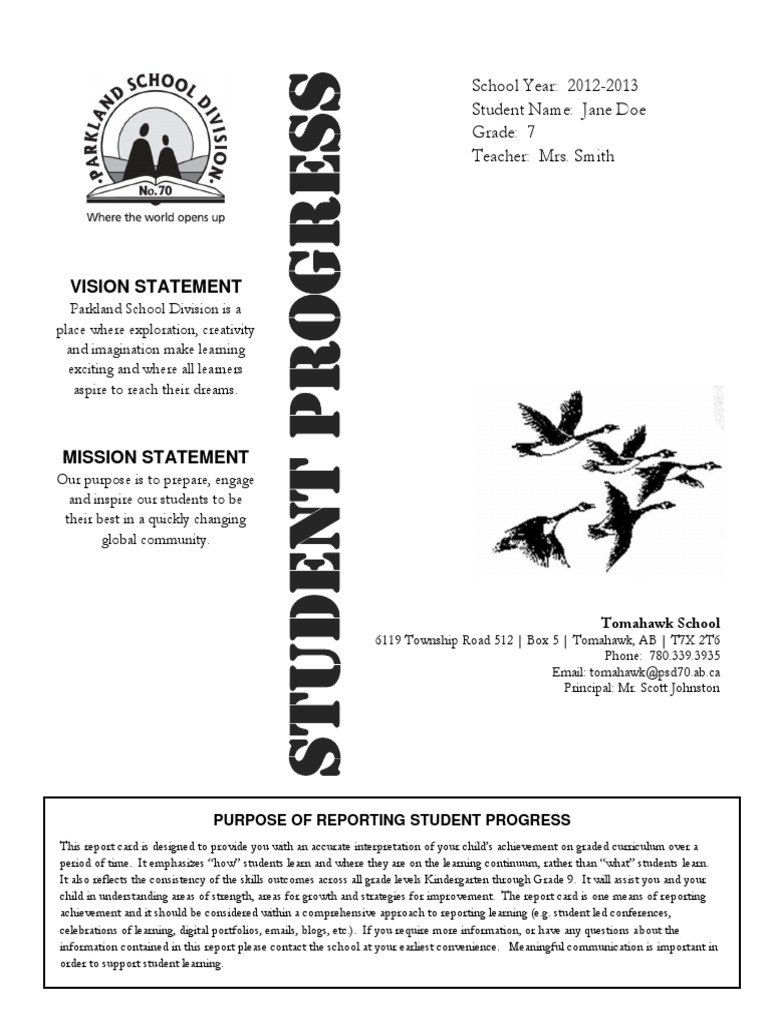 Sample Grade 7 Report Card | PDF | Reading Comprehension | Improvisation