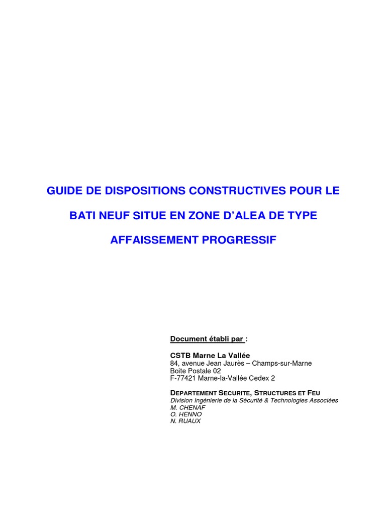 Affaissement progressif : Guide constructif | PDF | Fondation ...