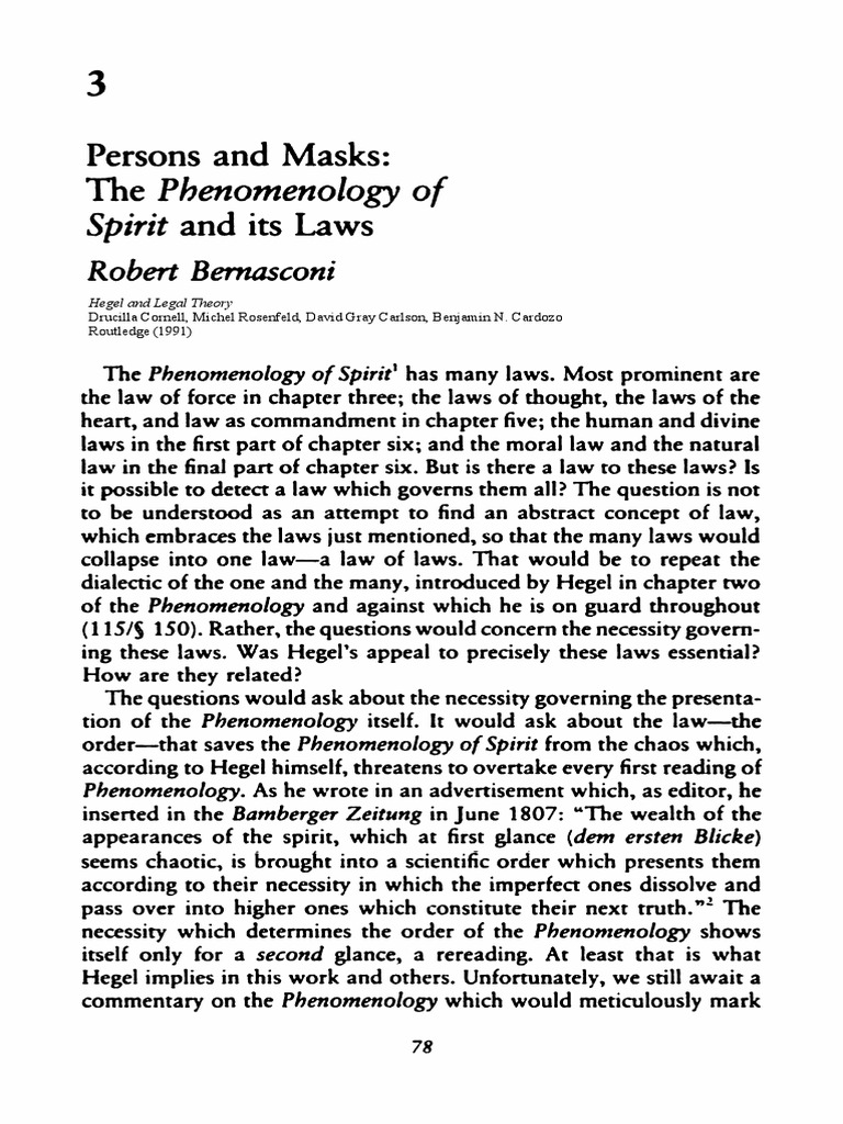 Persons and Masks Phenomenology of Spirit and Its Laws | PDF | Georg ...