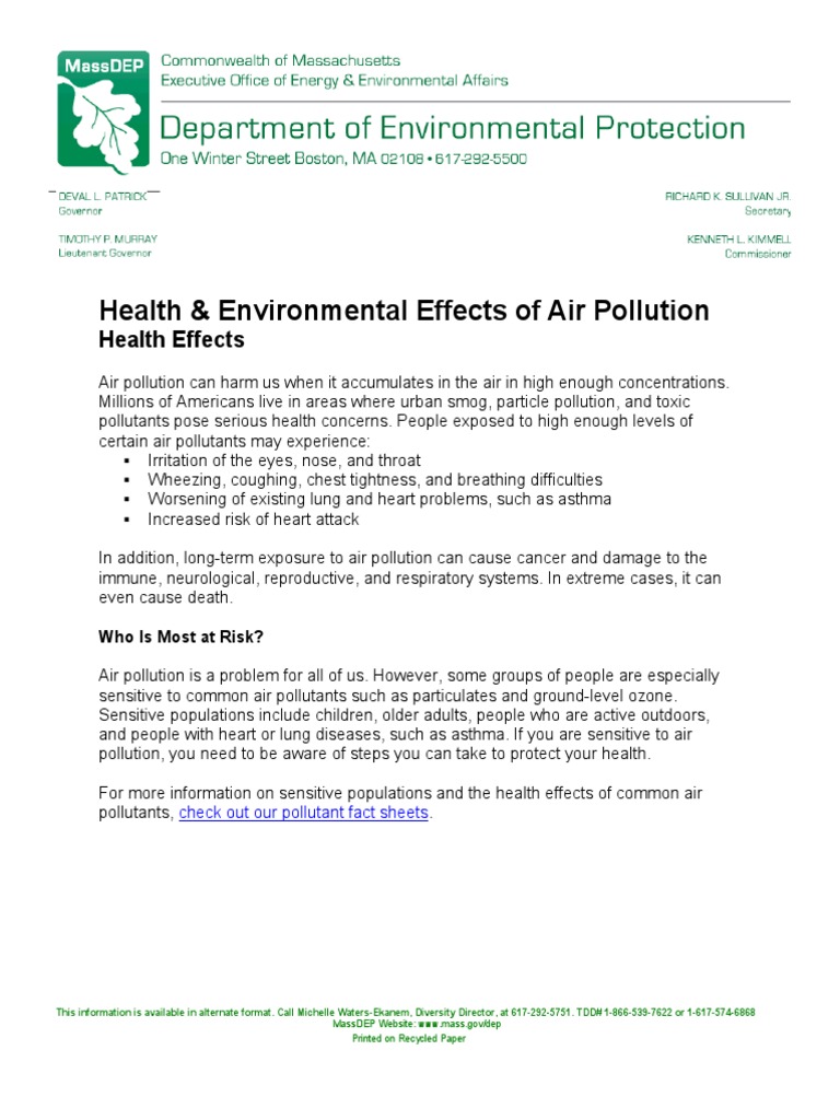 Health and Env Effects Air Pollutions | PDF | Air Pollution ...