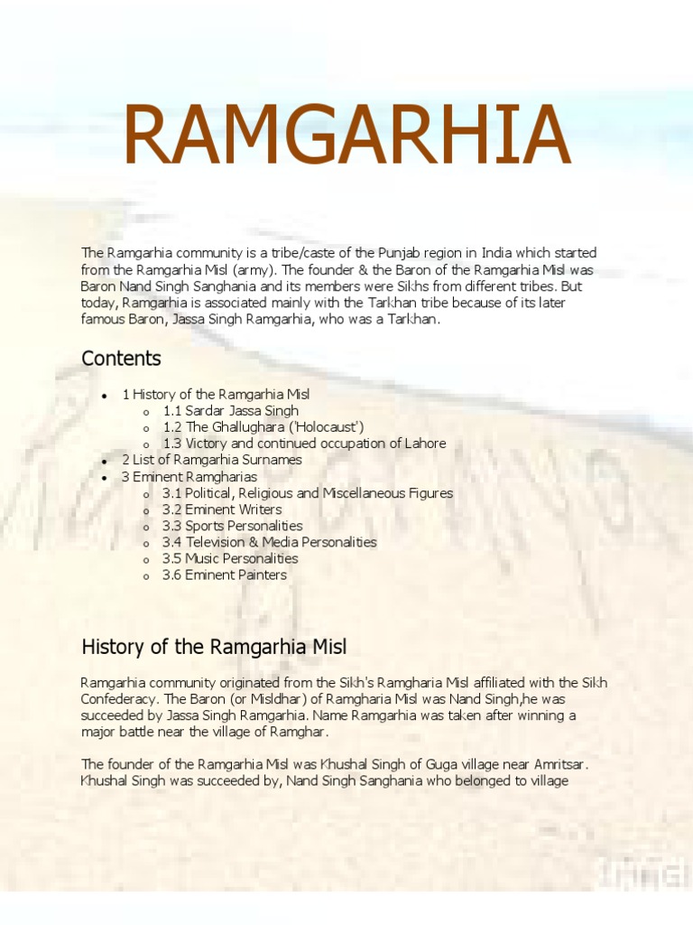 Ramgarhia | PDF | Asian Ethnic Religion | Punjab