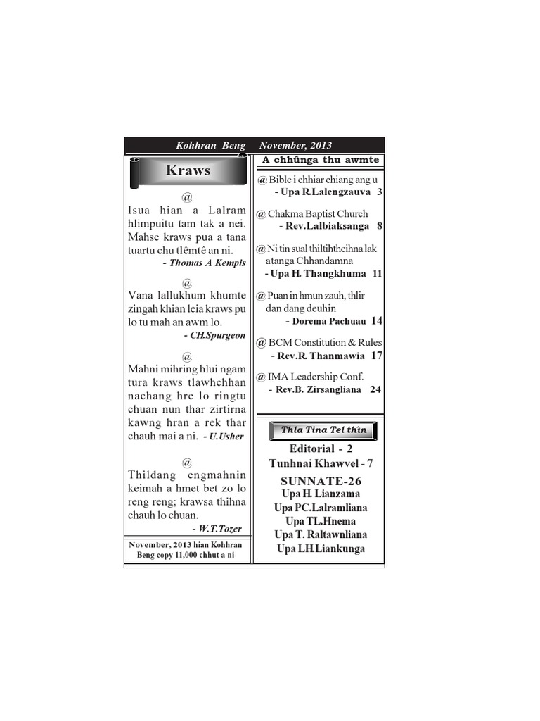 Kohhran Beng November 2013 | PDF