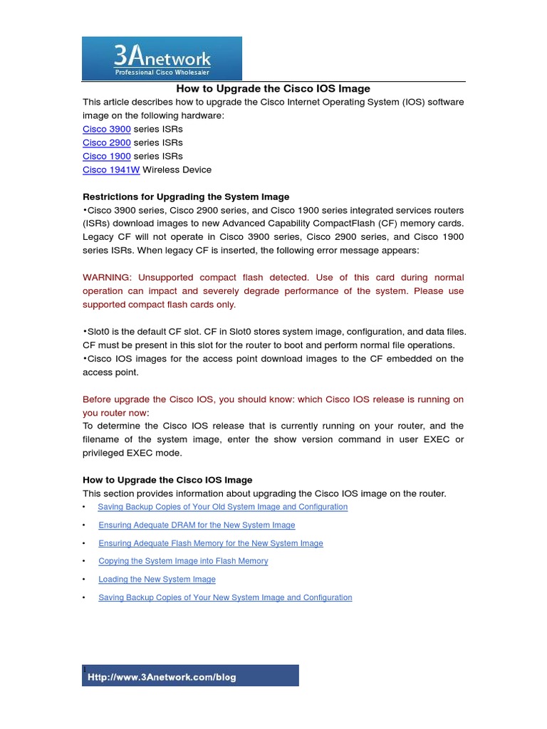 Cisco IOS Upgrade Procedure Guide | PDF | Cisco Systems | Ios