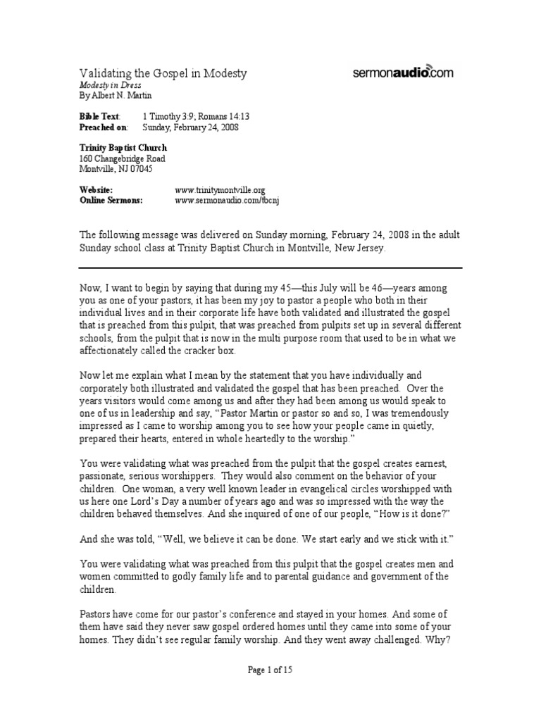2008.02.24.X Modesty and The Gospel - Albert N. Martin - 2250872194 ...