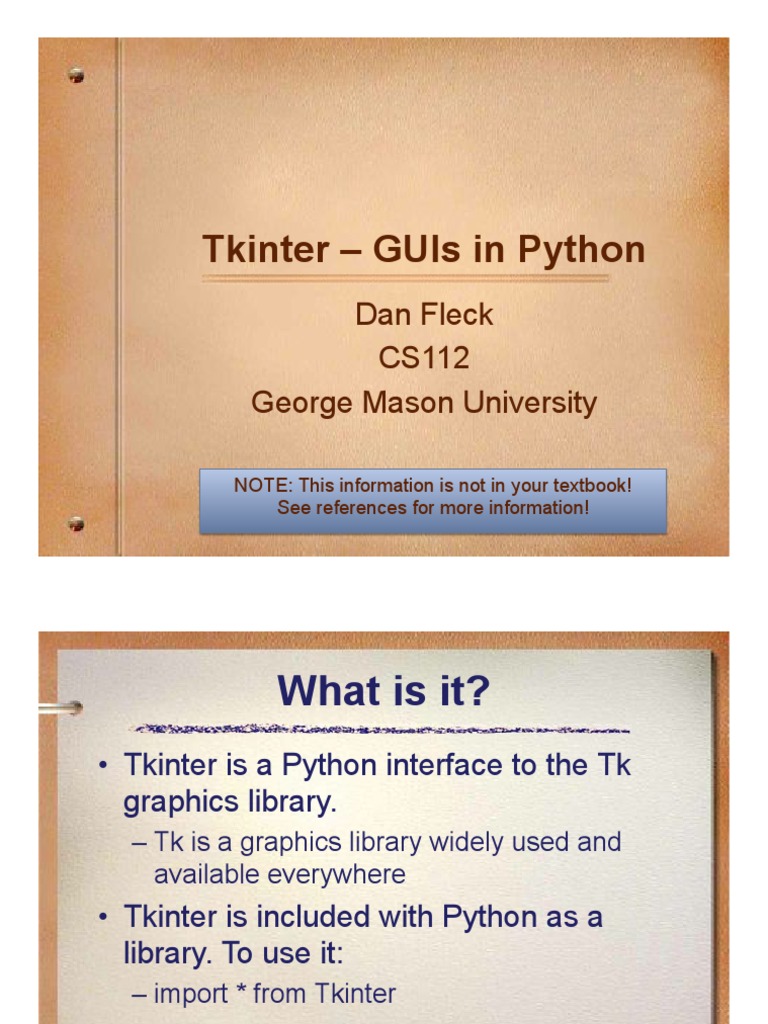 Tkinter - Guis in Python: Dan Fleck Cs112 George Mason University | Download Free PDF | Widget ...