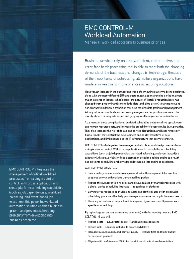 Bmc Control M Workload Automation Pdf Scheduling Production Processes Automation