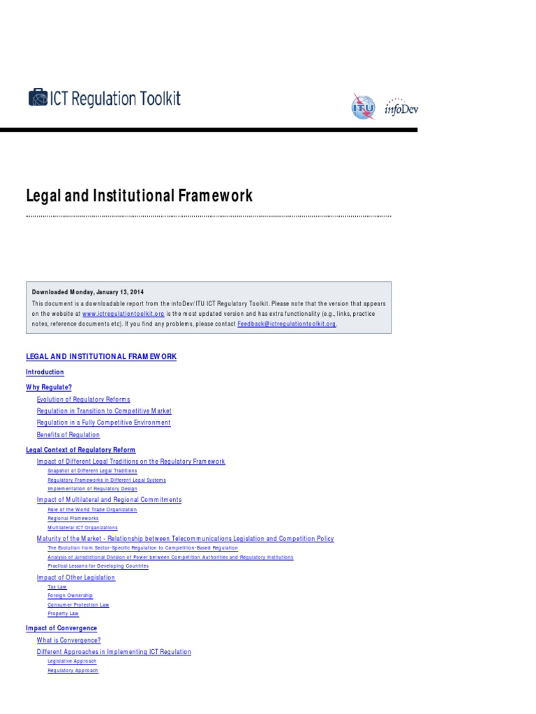 Legal and Institutional Framework | PDF | Voice Over Ip | Civil Law ...