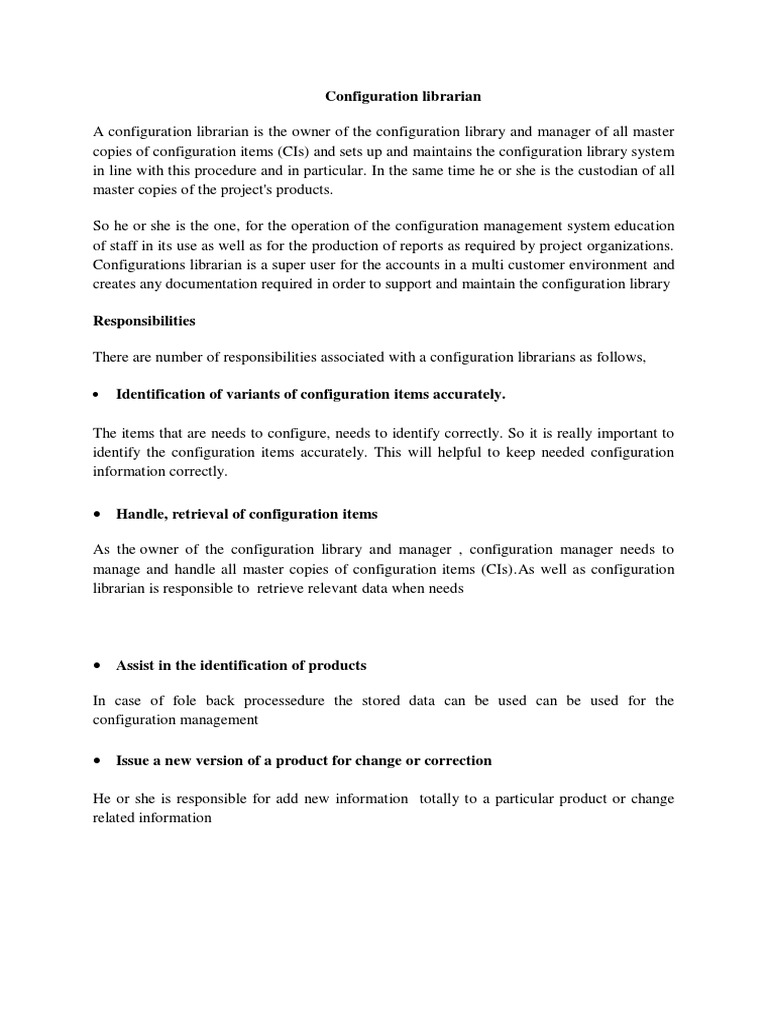 Configuration Librarian | PDF | Librarian | Backup