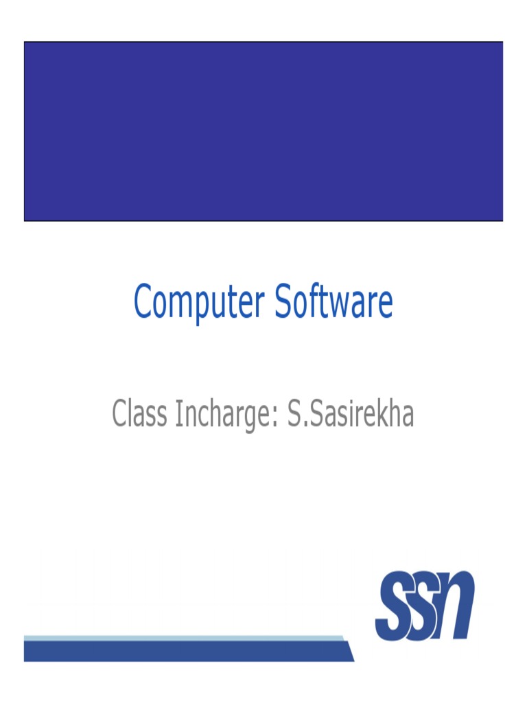 Computer Software: Class Incharge: S.Sasirekha | PDF | Spreadsheet ...