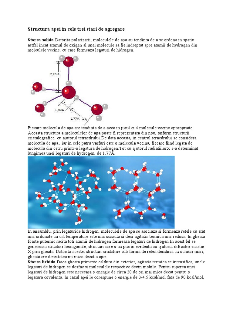 Structura Apei in Cele Trei Stari de Agregare