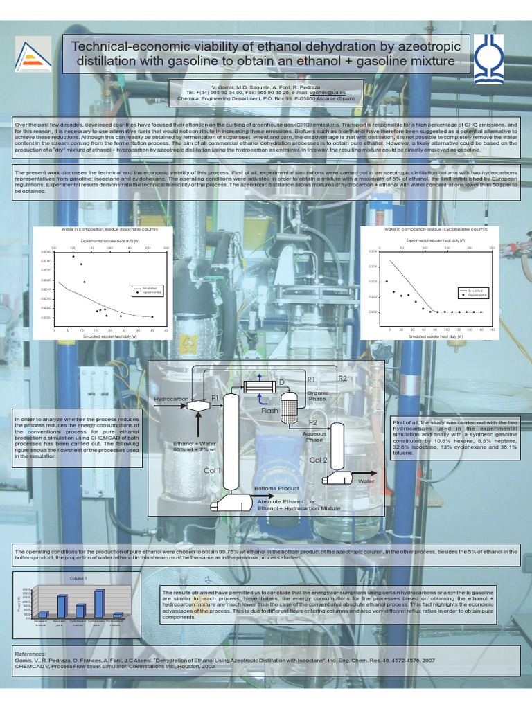 Poster Expoquimia08d | PDF | Ethanol | Distillation