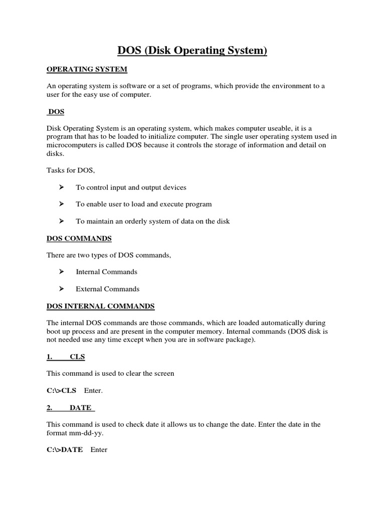 Dos Internal And External Commands Pdf Dos Operating System