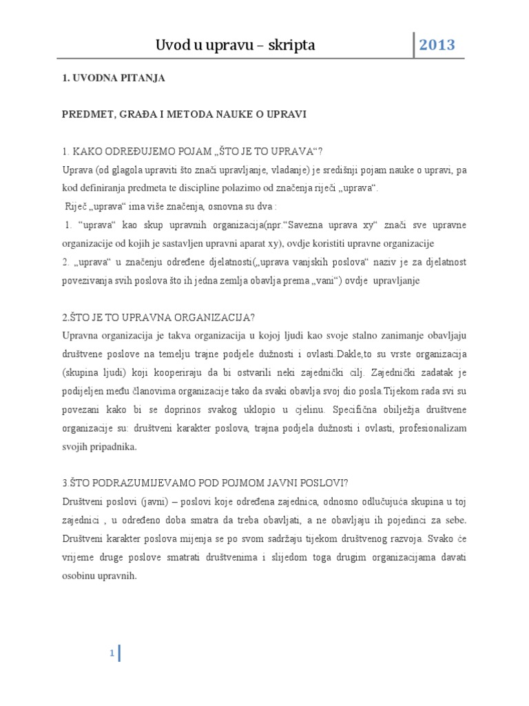Uvod U Upravu | PDF