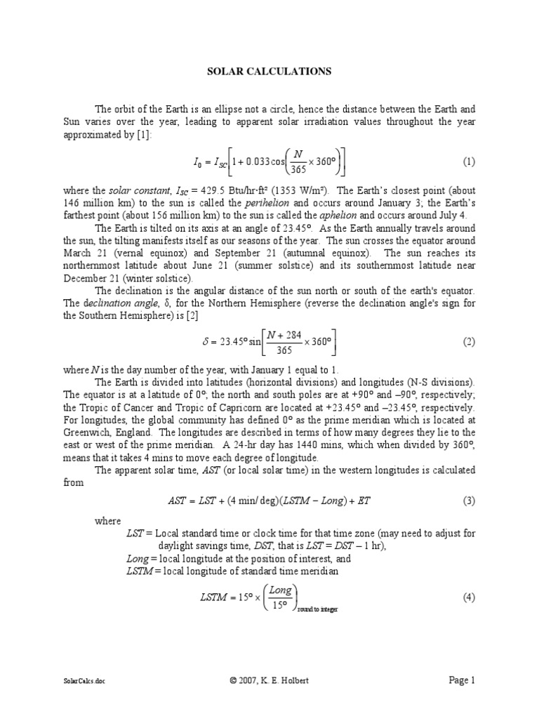 Solar Calculation | Longitude | Earth