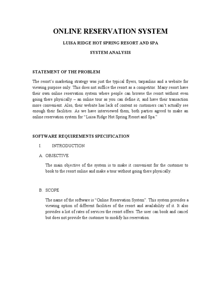 Luisa Ridge Online Reservation System | PDF | User (Computing ...
