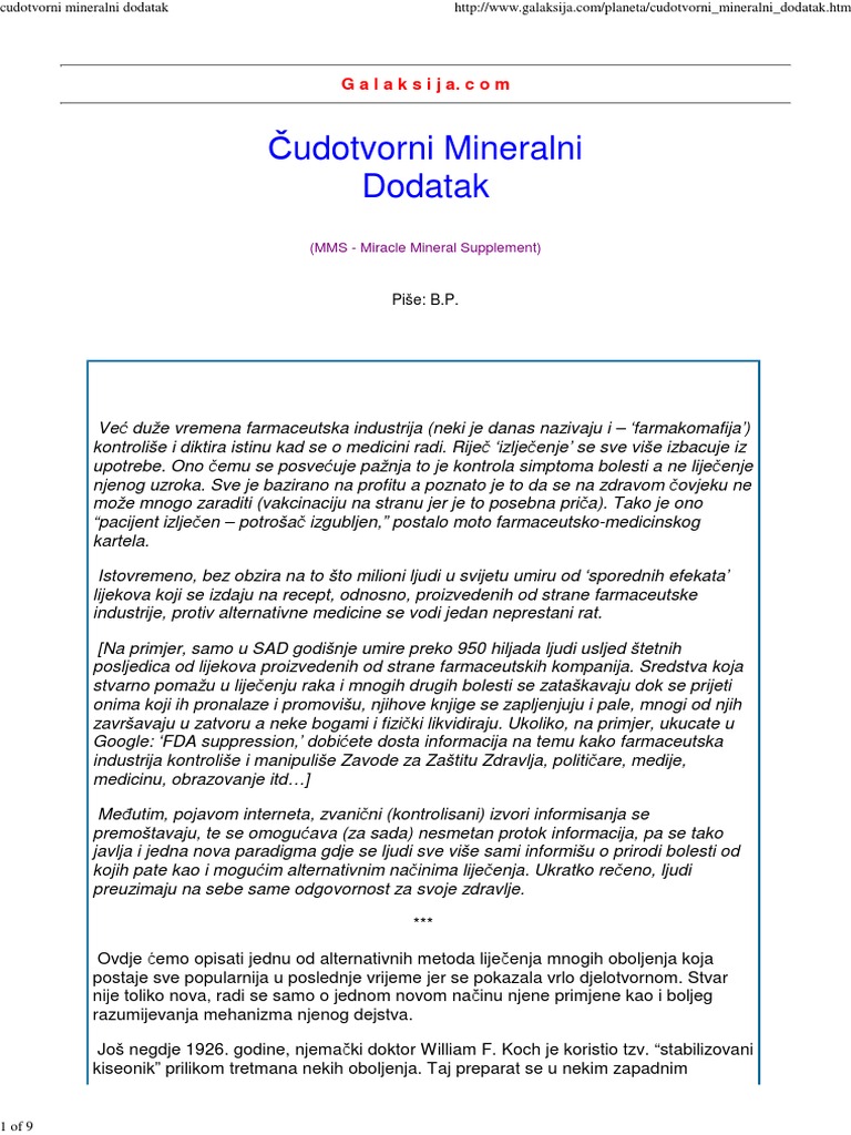 MMS Cudotvorni - Mineralni.dodatak - Detalji | PDF