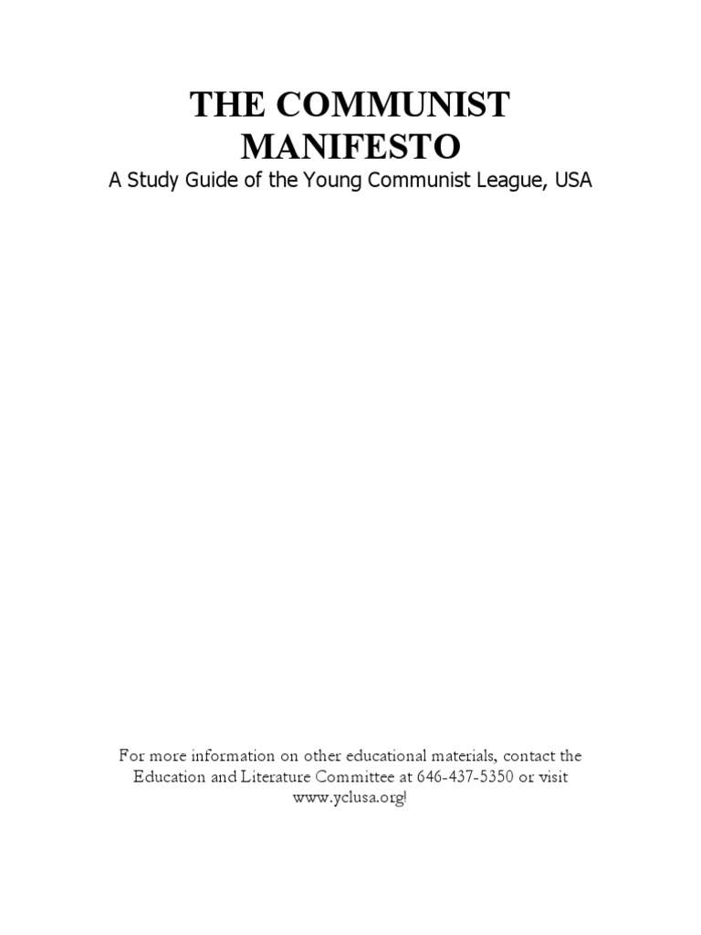 Study Guide for The Communist Manifesto | PDF | Communism | Capitalism