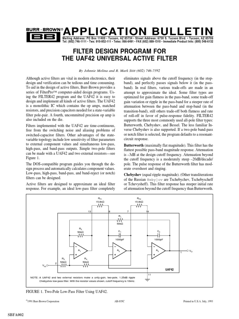 UAF42 Filtro Notch | Electronic Filter | Low Pass Filter