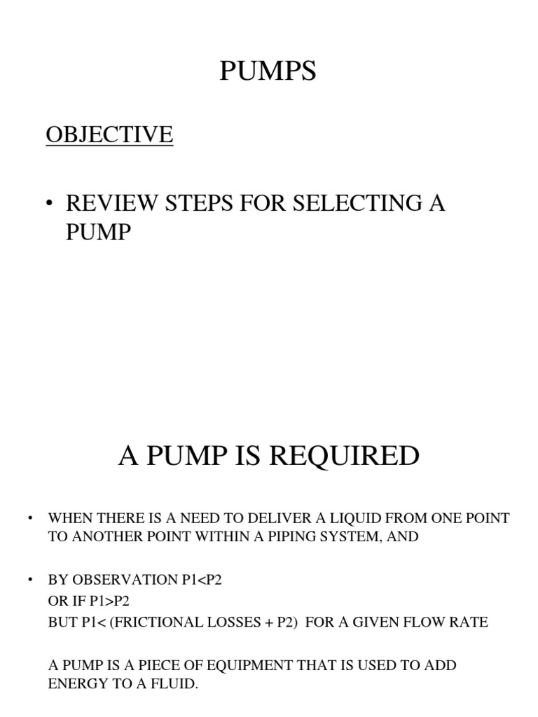 Pumps Presentation | PDF | Pump | Pressure