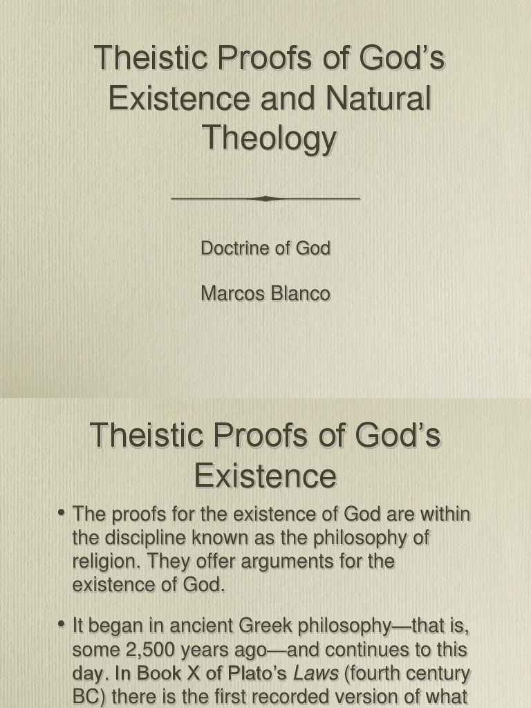 Theistic Proofs of God's Existence | PDF