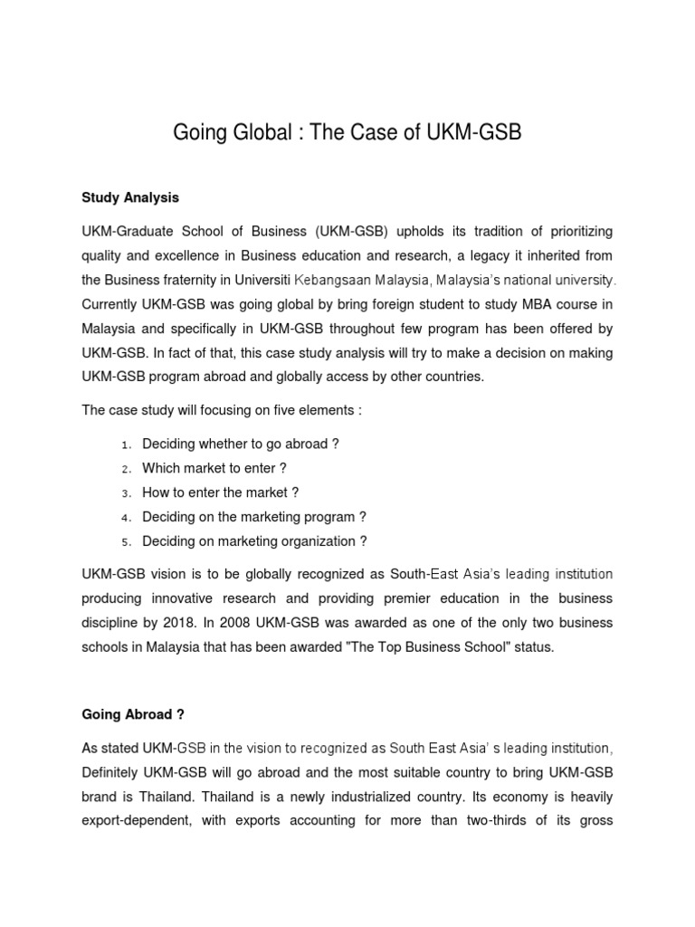 Going Global UK GSB | PDF | Thailand | Master Of Business Administration