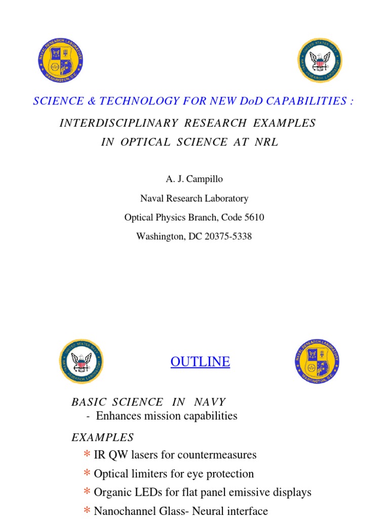 Science & Technology For New Dod Capabilities:: Interdisciplinary ...