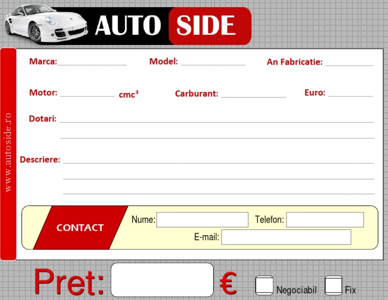 Formular Vanzare Auto A4 | PDF