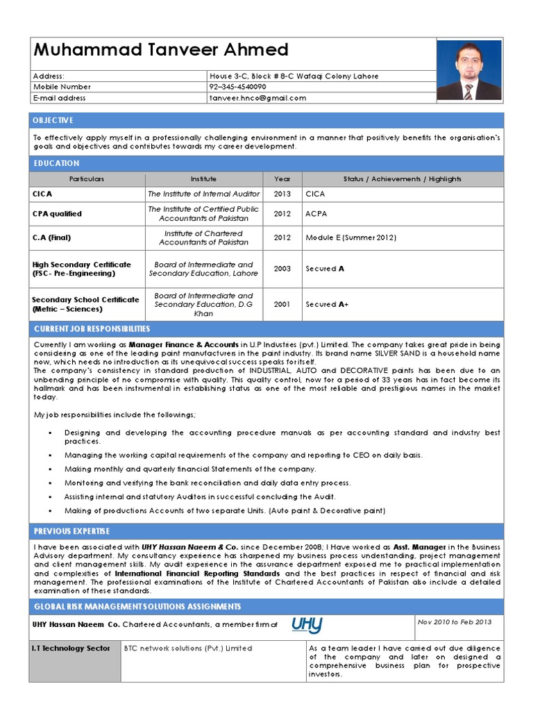 Tanveer CV | PDF | Audit | Enterprise Resource Planning